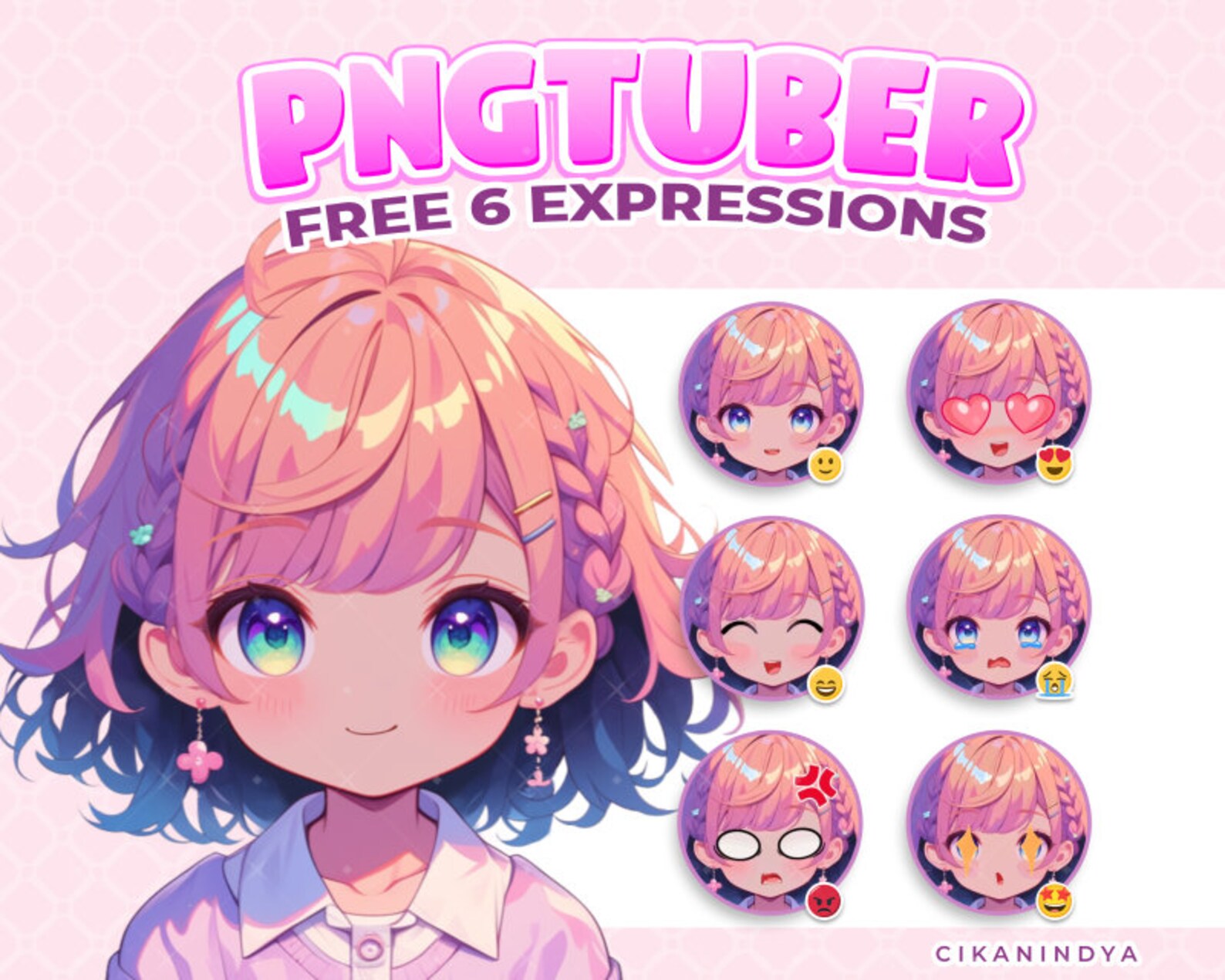 Rainbow Chibi PNG Tuber Avatar: 6 Poses for Twitch Stream - Etsy