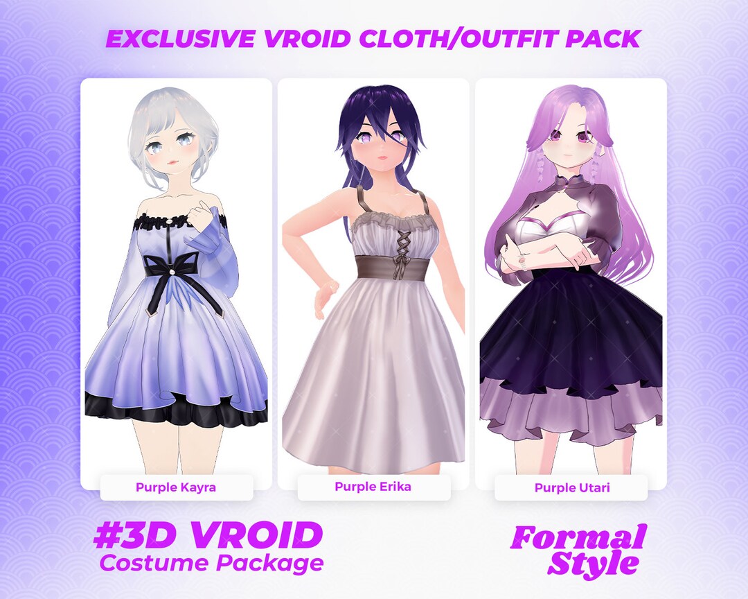 Feminine Formal Wear Pack for Vroid Avatars - Vroid Clothing Pack ...
