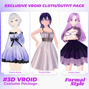 Feminine Formal Wear Pack for Vroid Avatars - Vroid Clothing Pack ...