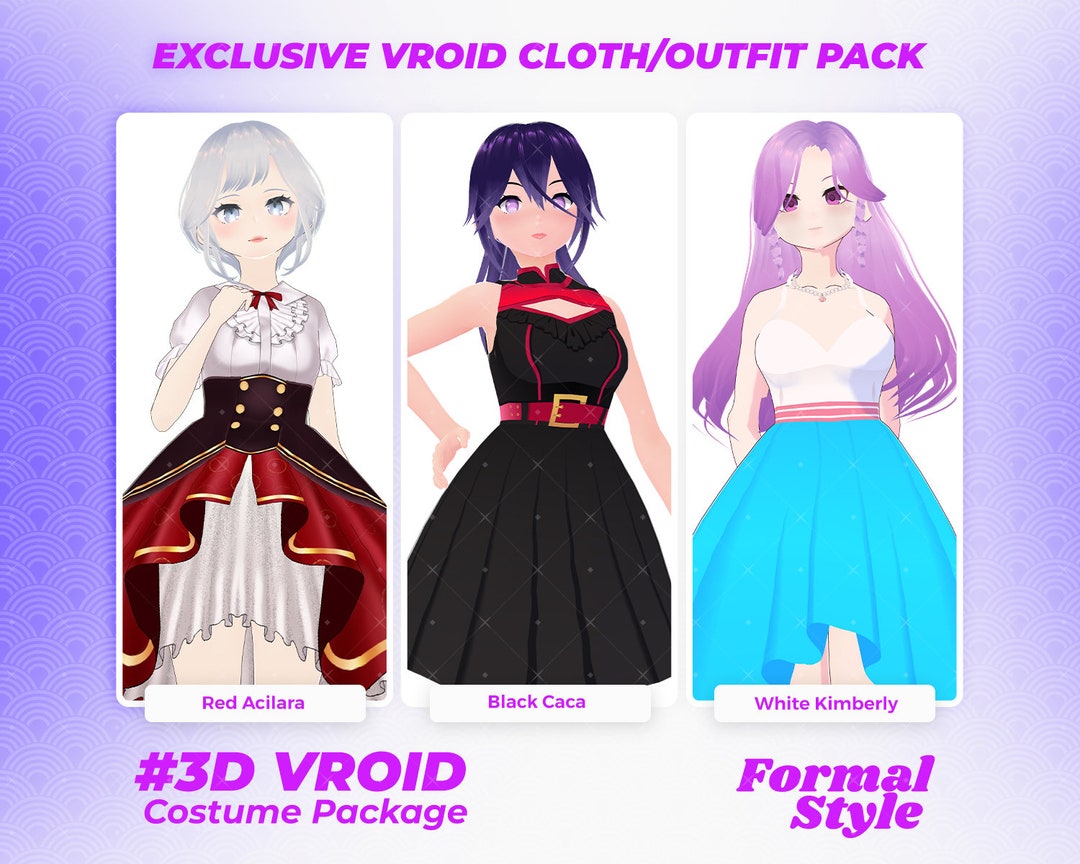 Alluring Formal Wear for Vroid Girl Streamers Vroid Clothing Pack ...