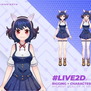 Vtuber Model | Epic Gaming Avatar Live2d Vtuber Anime School Navy for ...