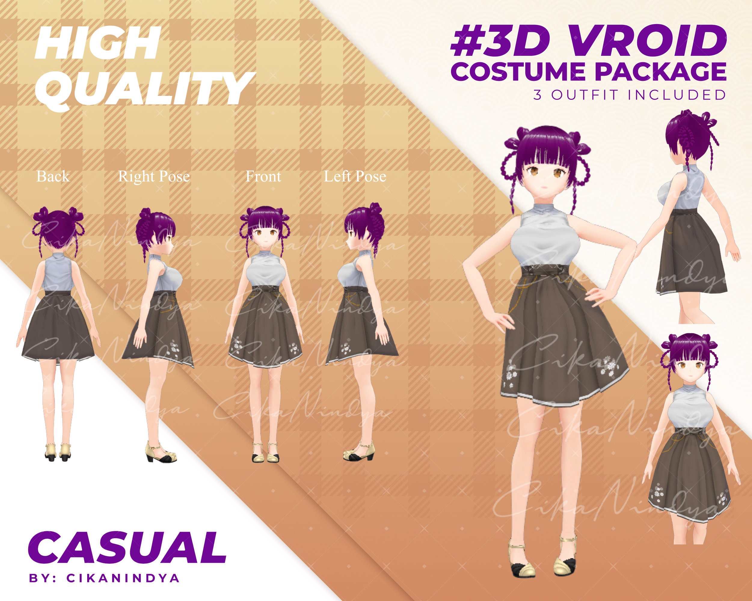 Vroid Clothing Pack Cosplay Costume Kawaii Clothes Vroid - Etsy