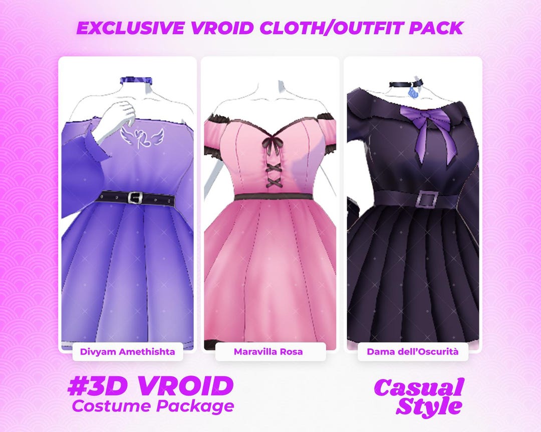 Vtuber Dress Pack for Vroid | Elegant & Cute 3D Outfit Collection | 3D ...
