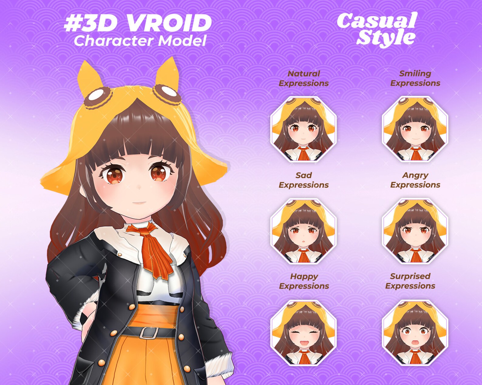 3D Vroid Character, Vtuber Model Free, 3d Model, Vtuber Model, Vroid ...