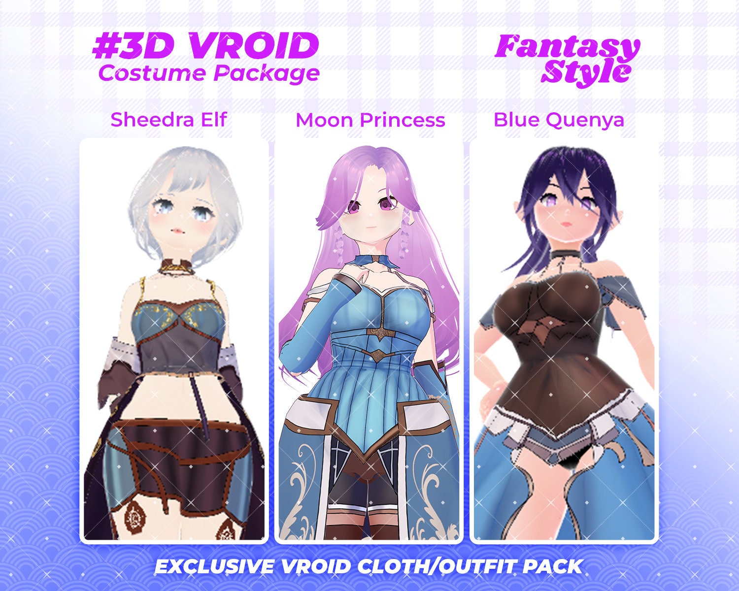 3 In 1 Vroid Fantasy Costume Bundle Character Wardrobe Vroid Clothing
