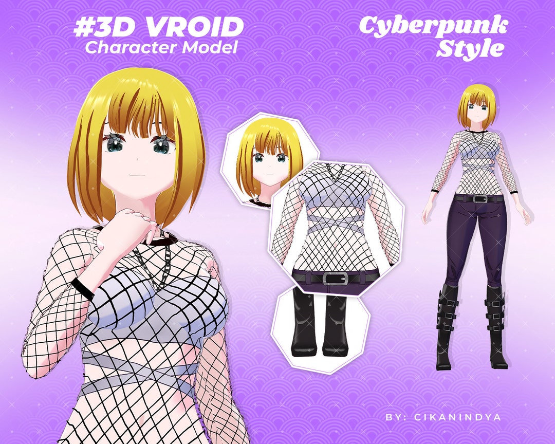 Vibrant 3D Vroid Character Orange Short Hair Emo Girl for Streamer - 3D ...