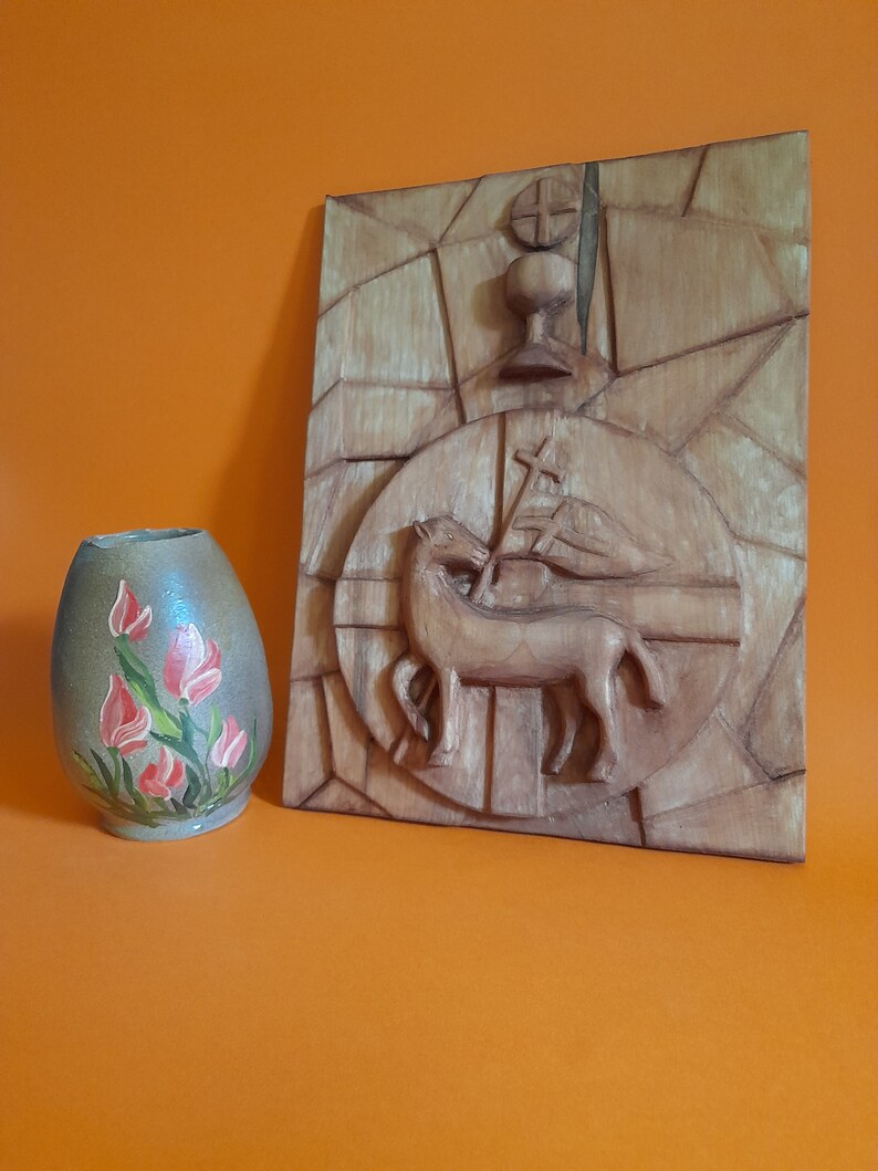 Handmade Lamb of God Wood Carving by Luka's Carvings, Wall Decoration ...