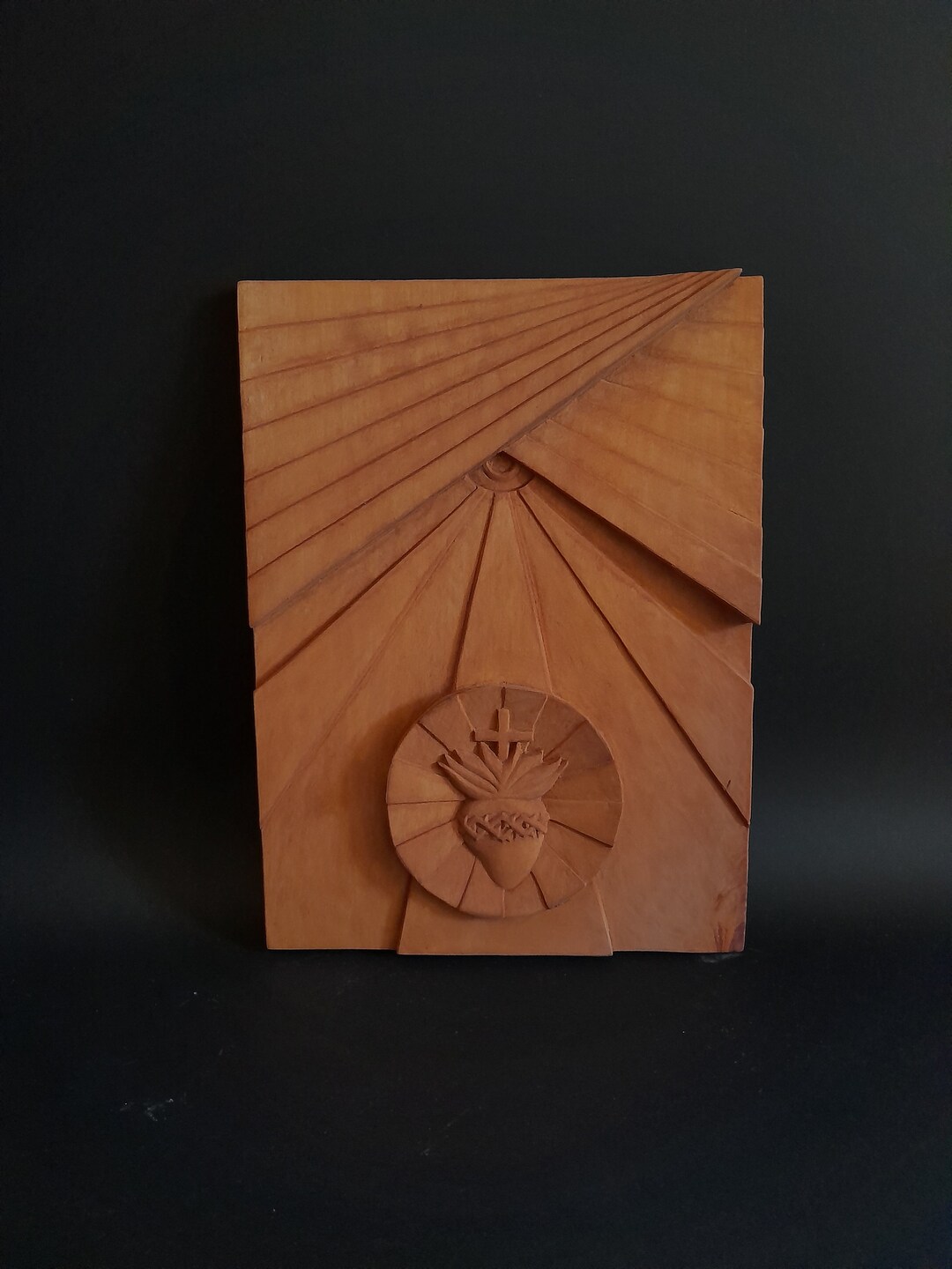 Handmade Wood Carving of a Burning Heart by Luka's Carvings, Wall ...