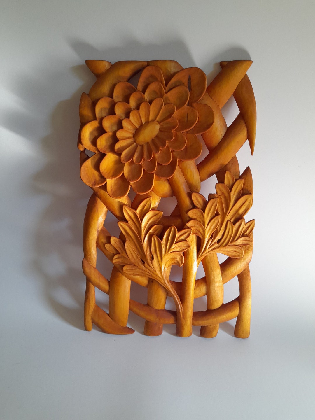 Handmade Wood Carving of a Flower by Luka's Carvings, Wall Decoration ...