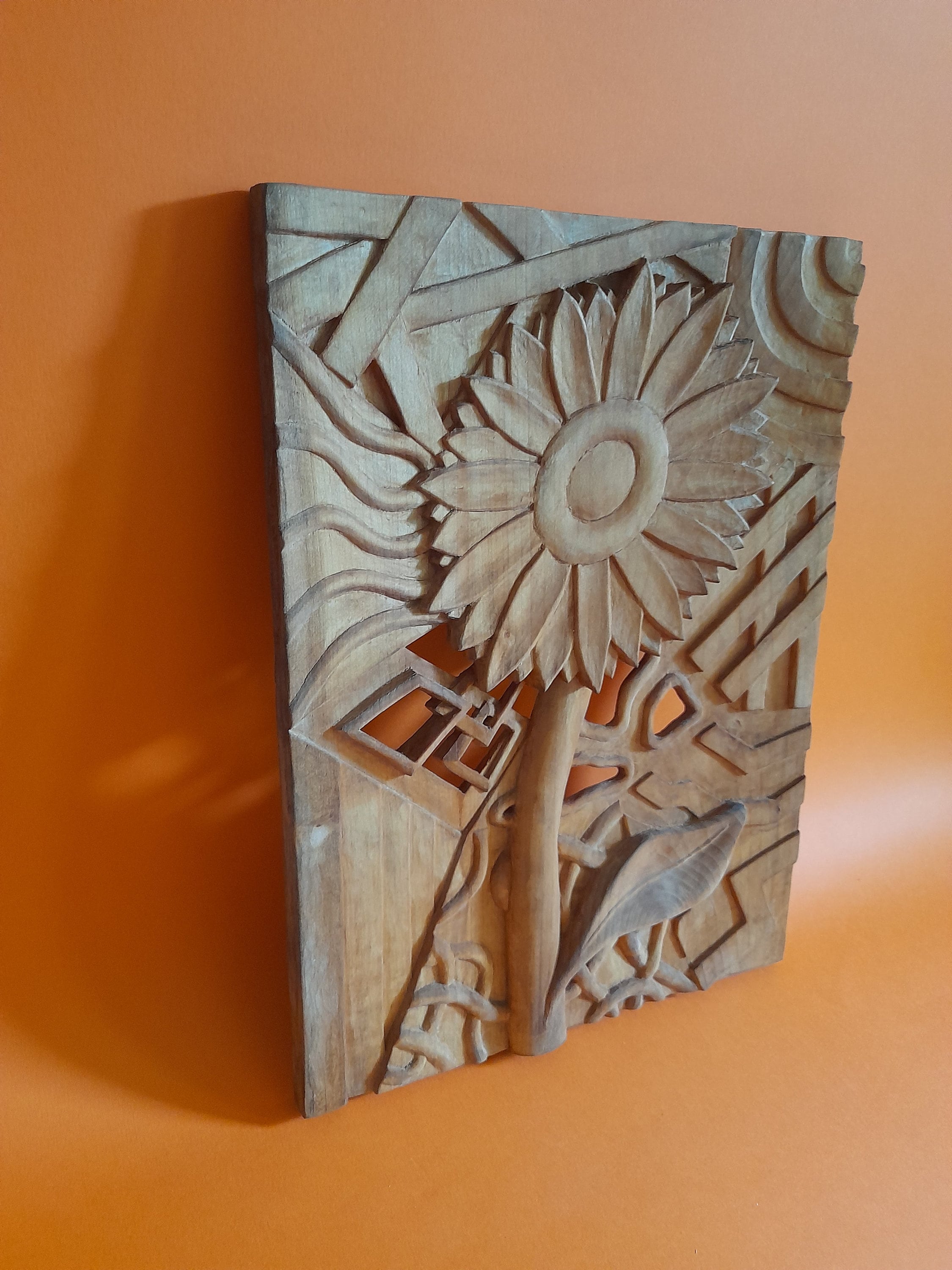 Handmade Wood Carving of a Sunflower by Luka's Carvings, Wall ...