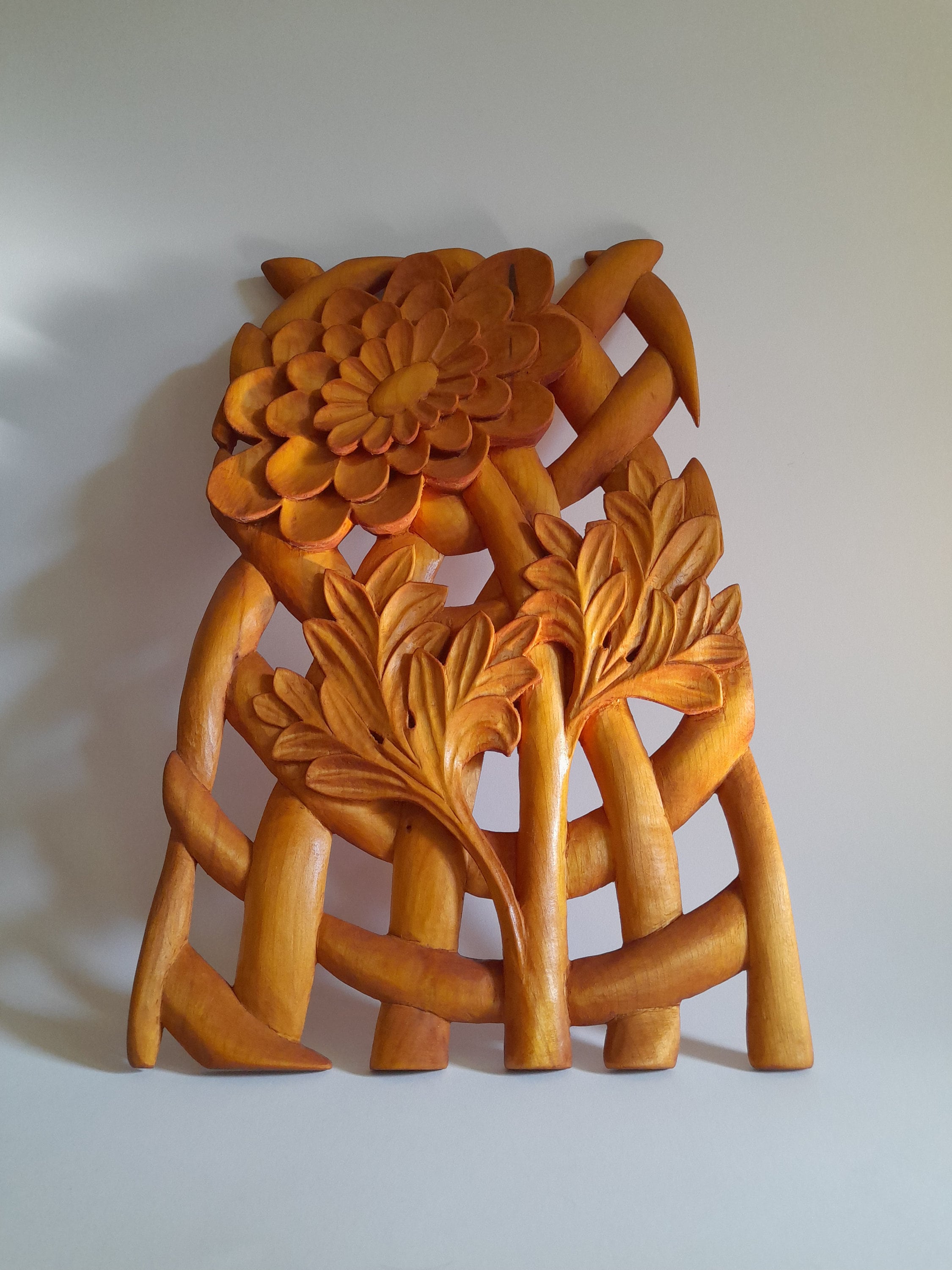 Handmade Wood Carving of a Flower by Luka's Carvings, Wall Decoration ...