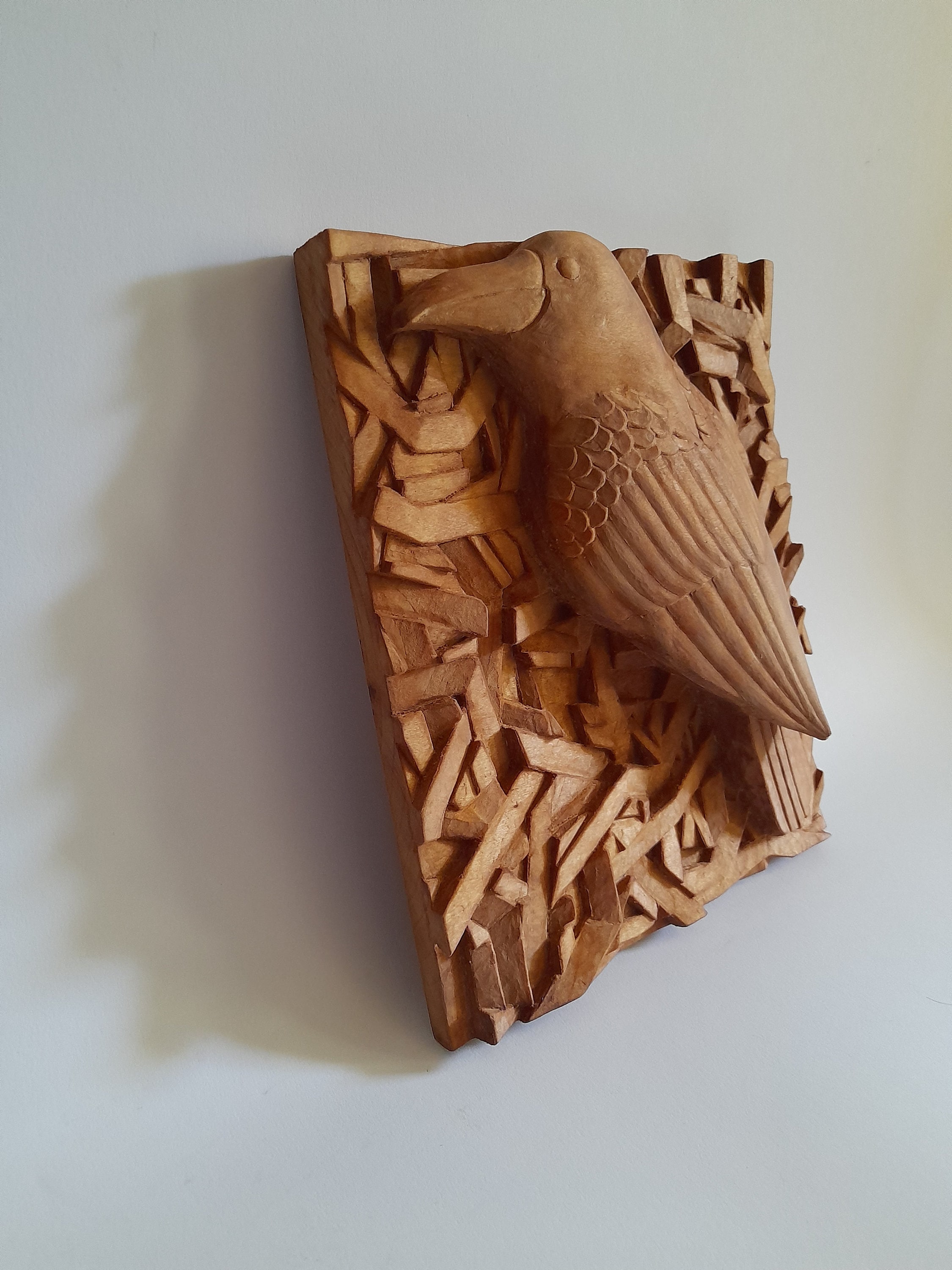 Handmade Wood Carving of a Raven by Luka's Carvings Wall - Etsy
