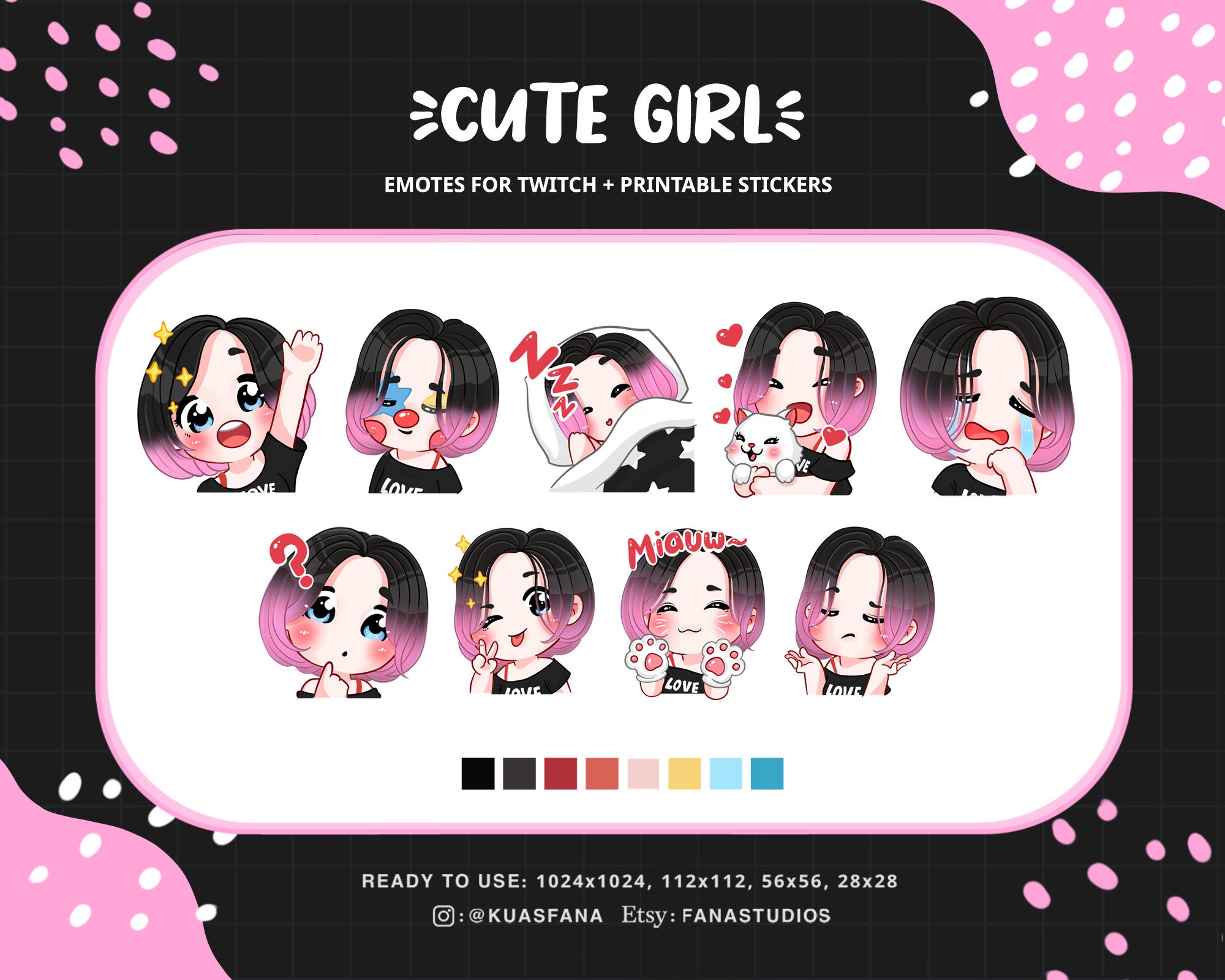 Drawing & Illustration Kawaii Emotes for Twitch Twitch/Discord ...