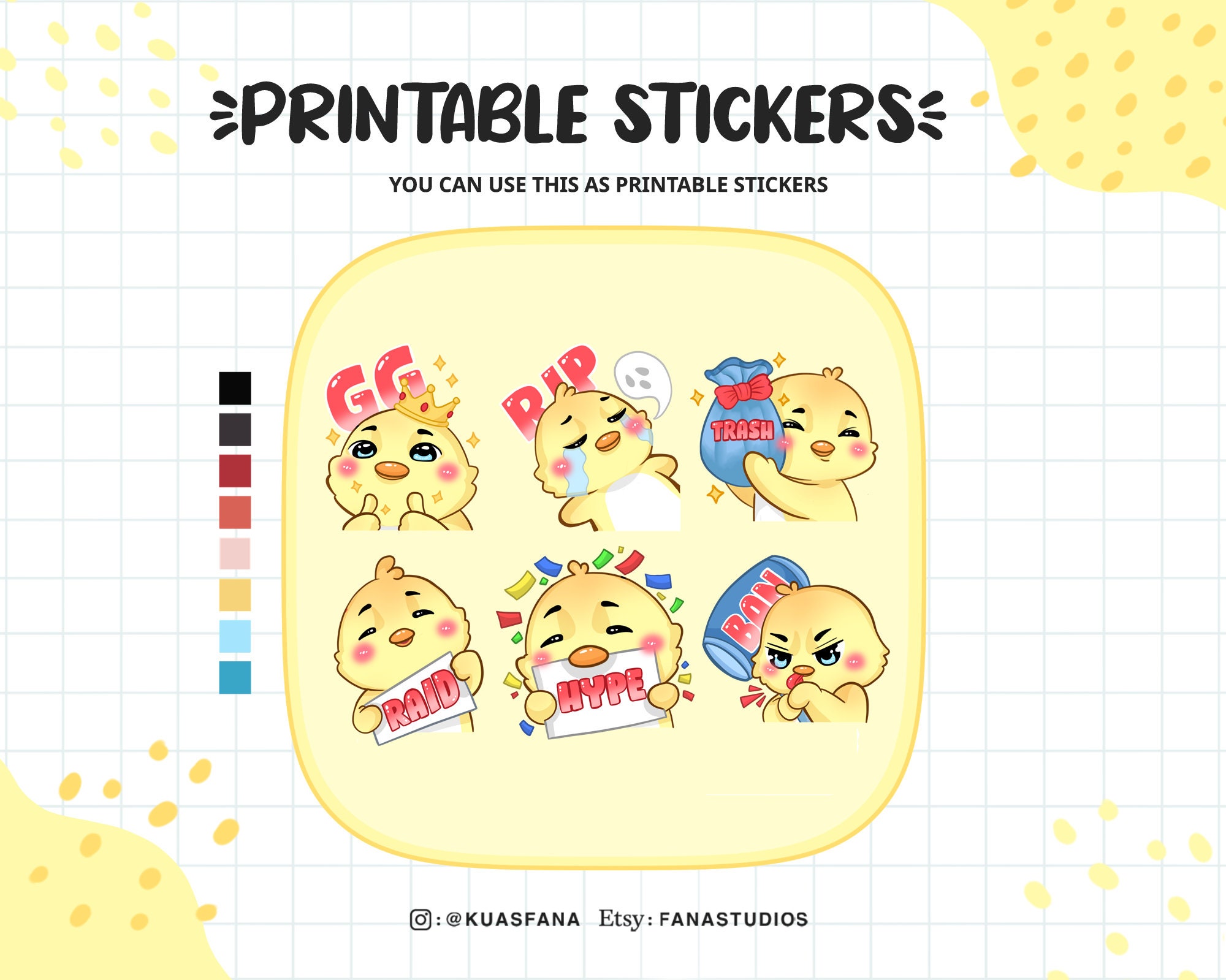 Cute Duck & Chick Raid GG RIP Trash Hype BAN emotes - Etsy