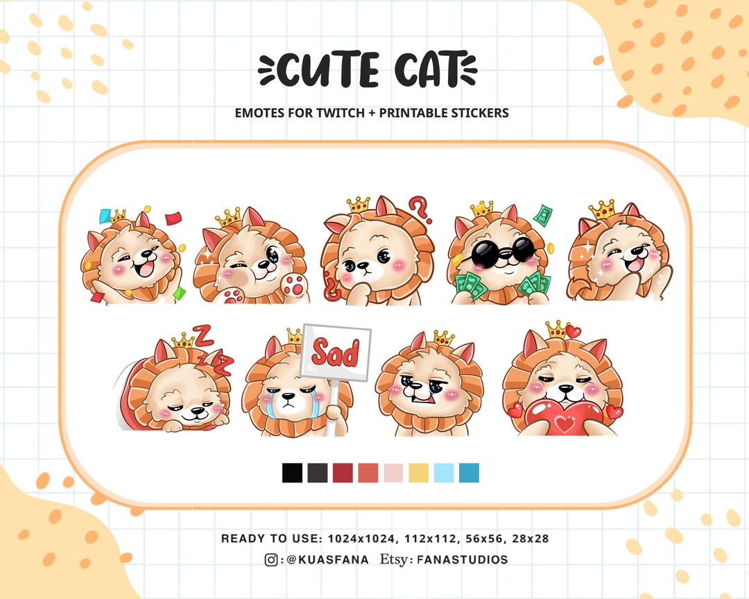 Cute King Lion - Emotes for Twitch (twitch/discord) - Printable ...
