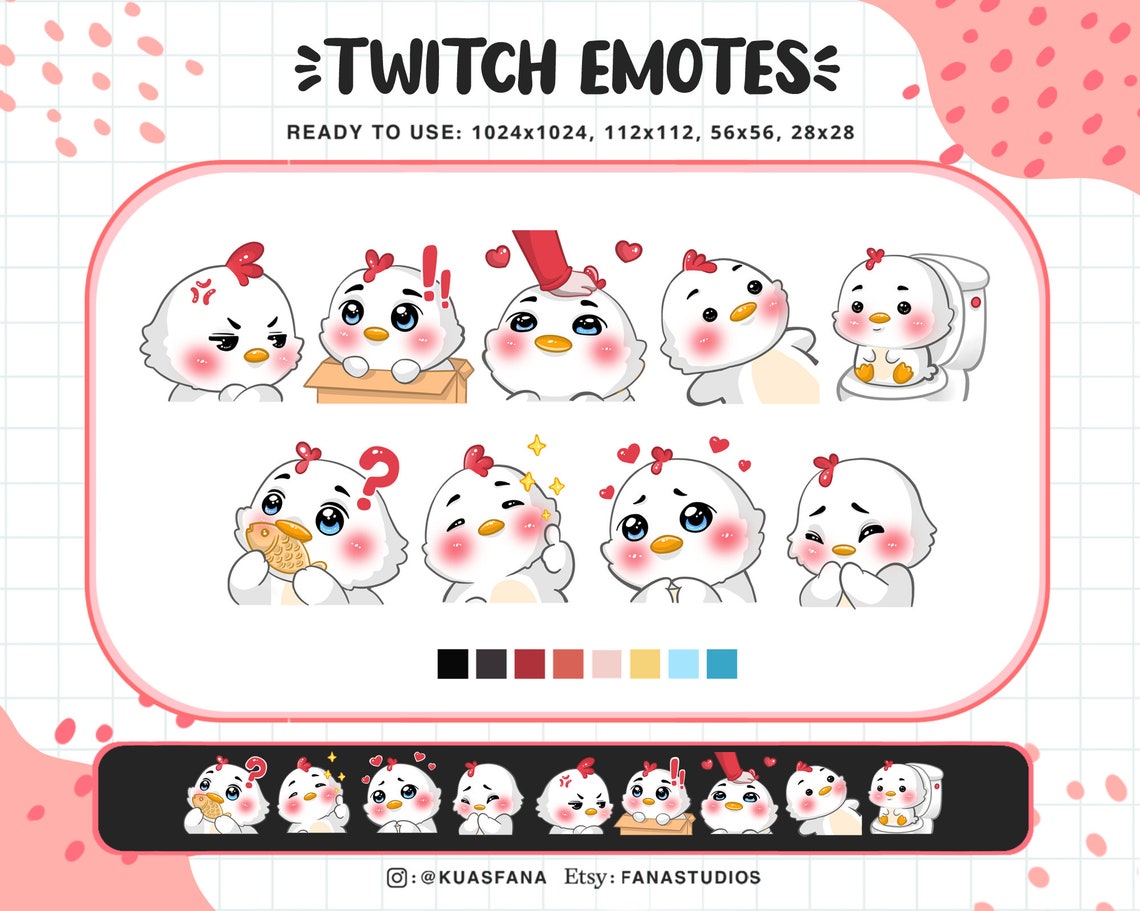 Lindo pollo Emotes para Twitch Twitch/Discord Pegatinas imprimibles ...