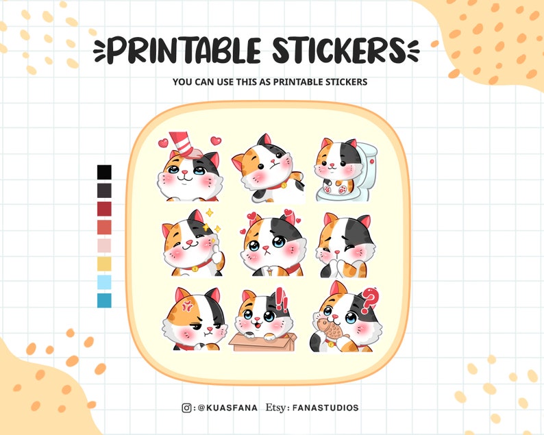 Cute Cat - Emotes for Twitch (twitch/discord) - Printable Stickers - Etsy