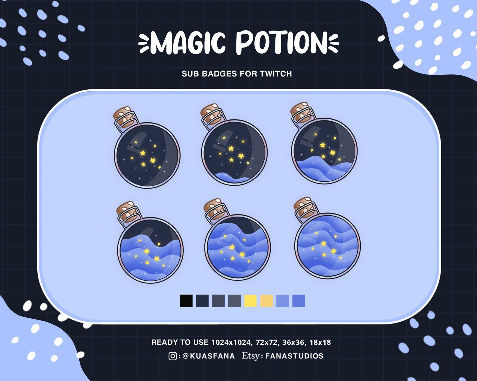 Blue Magic Ball Potion Twitch Sub/bit Badges / Kawaii / Cute Sub Badges ...