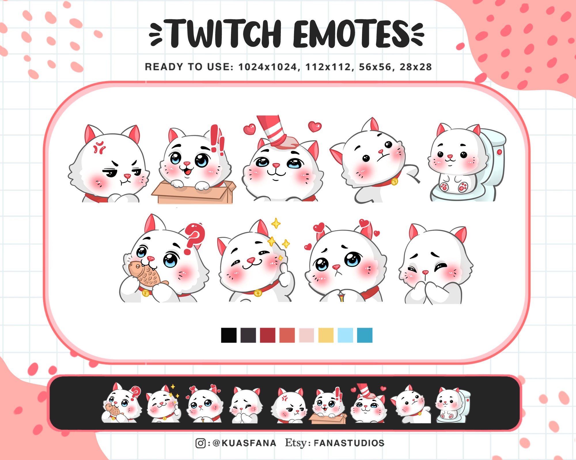 Cute Cat Twitch Emotes Bundle – Printable Stickers (digital Download ...