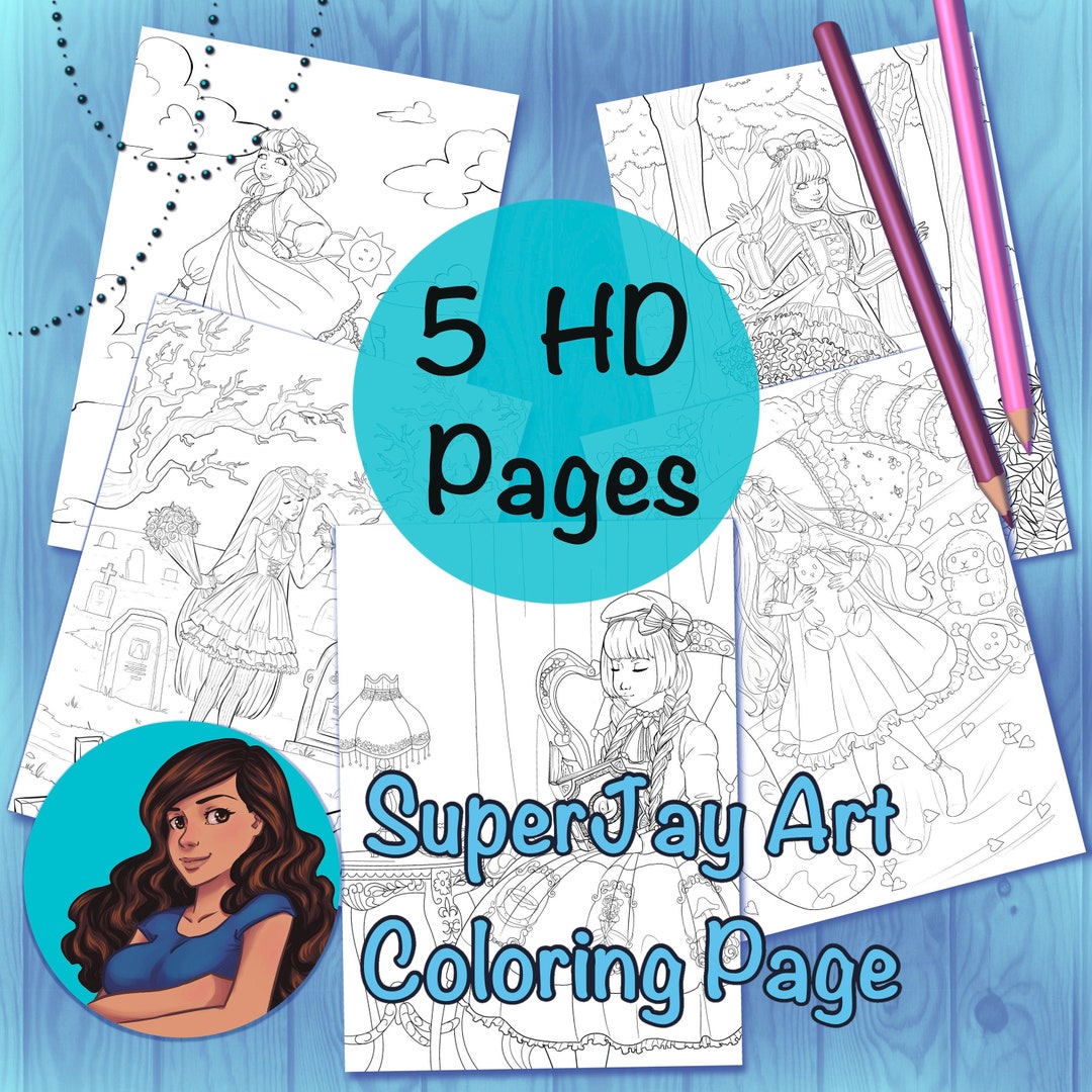 Kawaii Cute Lolita Girls, Harajuku Coloring Pages Bundle | 50% Off ...