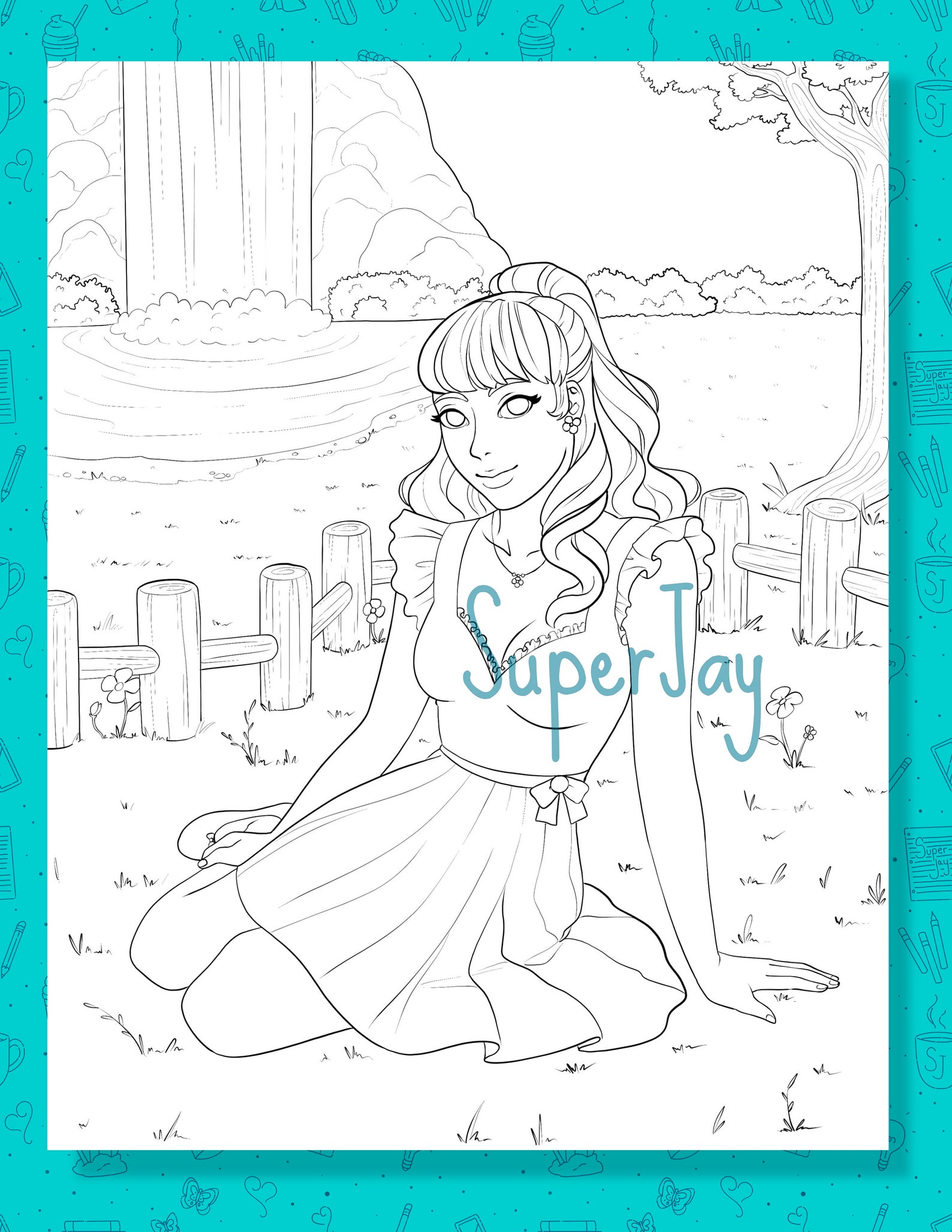 Cute Relaxing Girl Printable Coloring Page for Teens Adults - Etsy