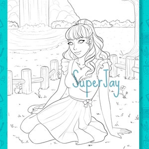 Cute Relaxing Girl Printable Coloring Page for Teens Adults Kids ...