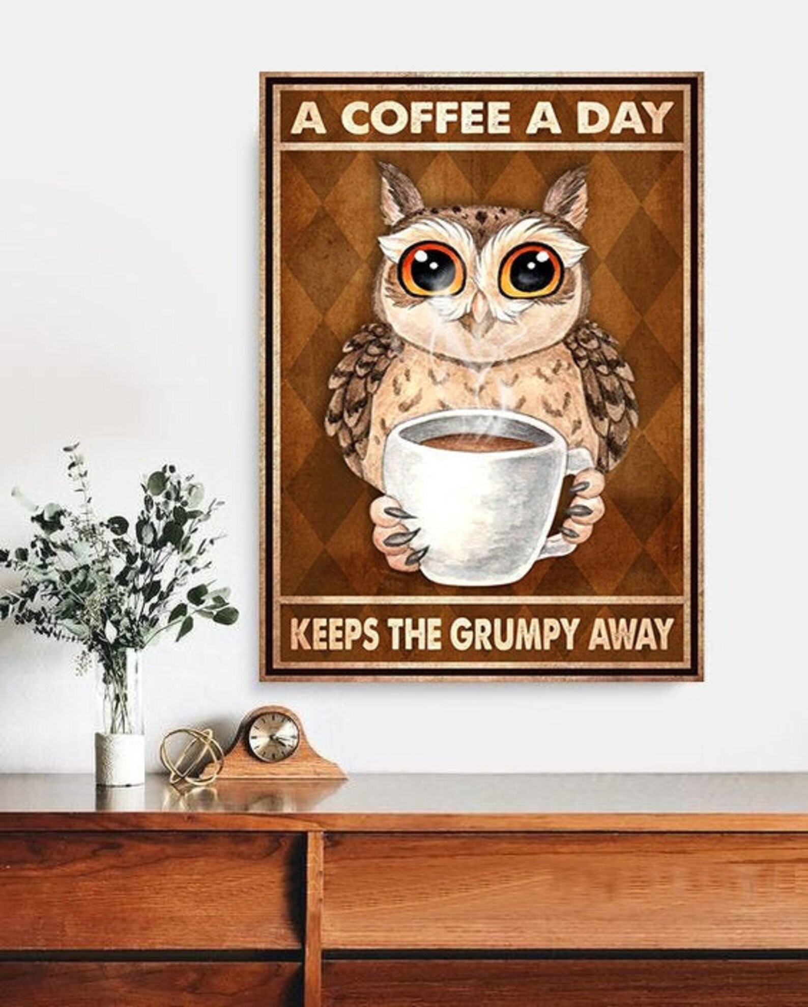 A Coffee A Day Keeps The Grumpy Away Poster | Etsy