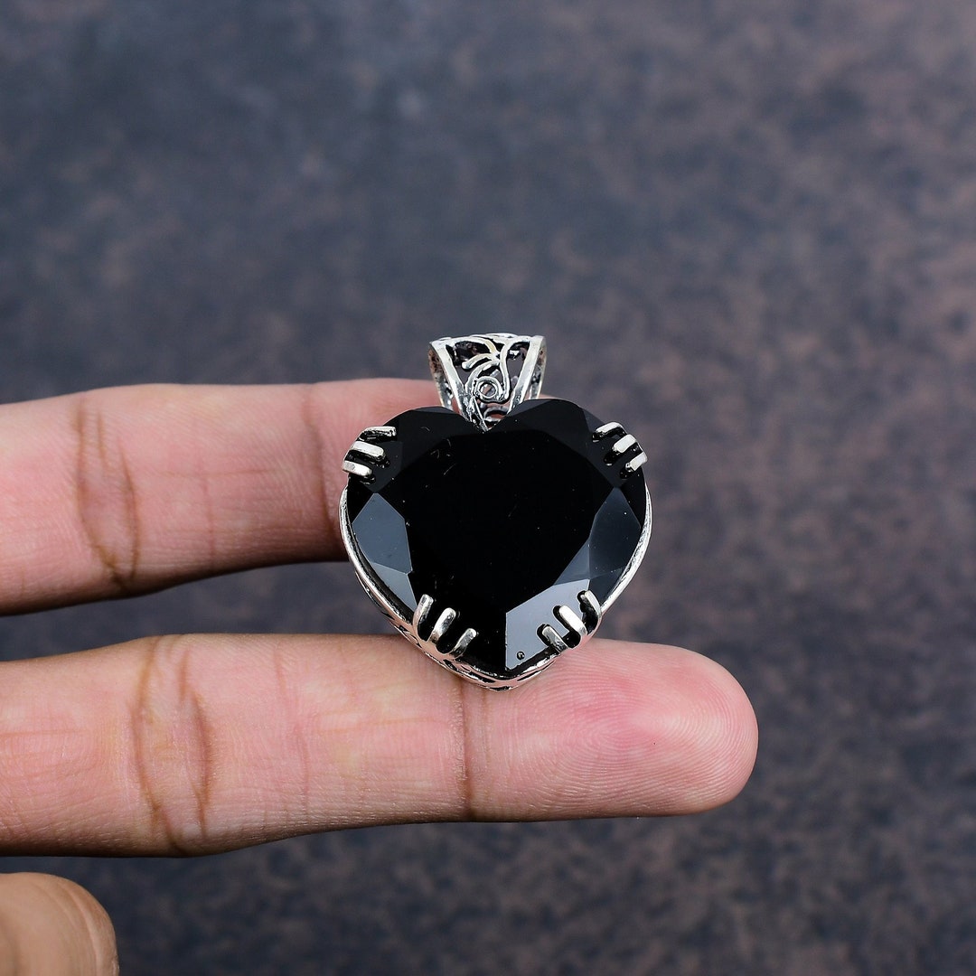Black Spinel Pendant 925 Sterling Silver Pendant Gemstone Jewelry ...