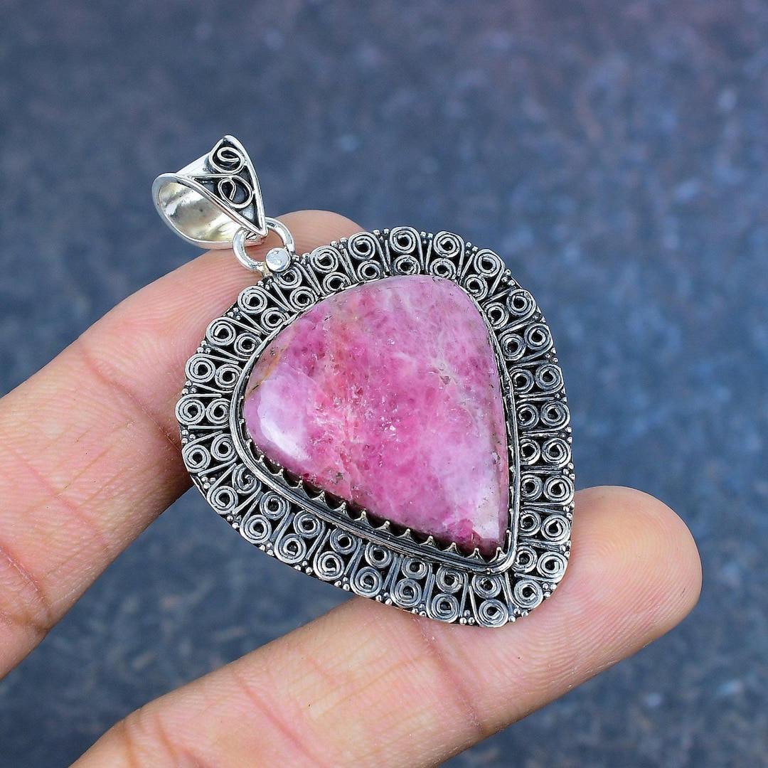 Rhodonite Natural Pendant High Quality Gemstone Pendant 925 Sterling ...