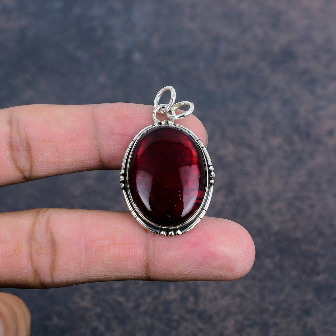 Red Flash Labradorite Pendant 925 Sterling Silver Pendant Gemstone ...