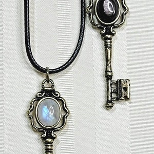 Hypersthene & Moonstone key to the Heart Pendant Antique Copper - Etsy