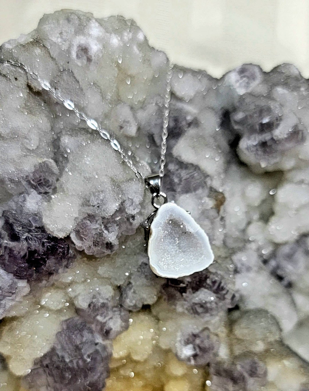 Sterling Silver Mini Geode Pendant - Etsy
