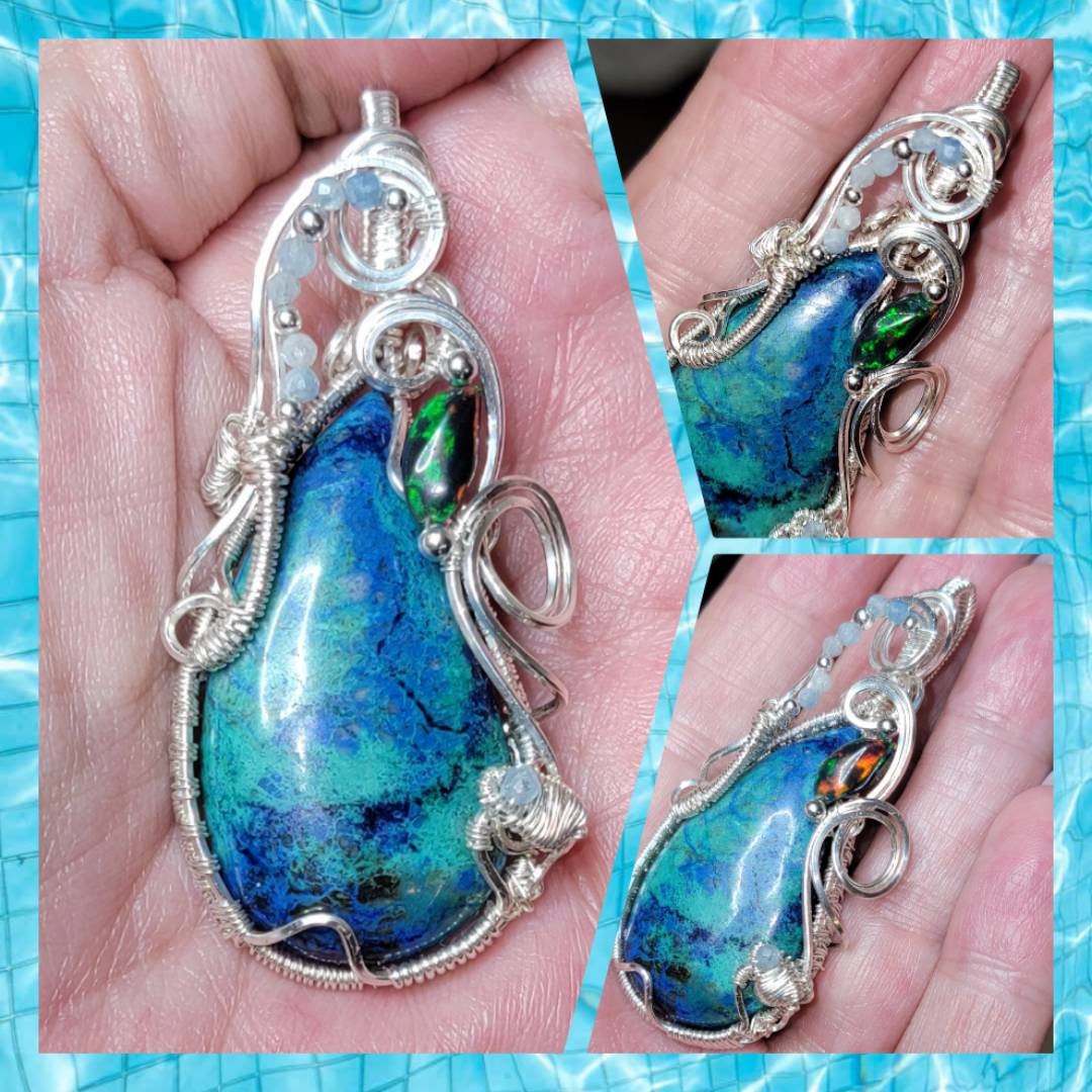 Ocean Waves Azurite-malachite With Ethiopian Opal Accents - Etsy