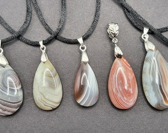 Vintage Banded Agate Slab Pendant in Beautiful Colors of Gold and Tan ...