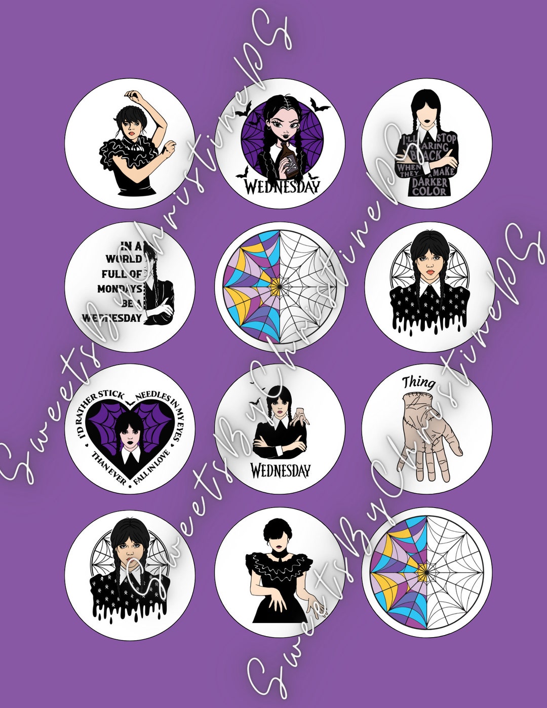 WEDNESDAY Cupcake Toppers, Wednesday Edible Image Sheet - Etsy