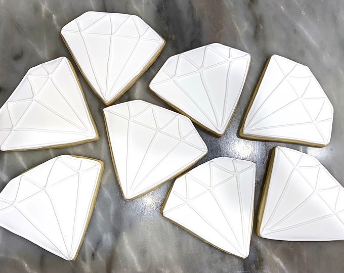 Diamond Cookies, Monogram Party Favor Cookies, Engagement Party Favor ...