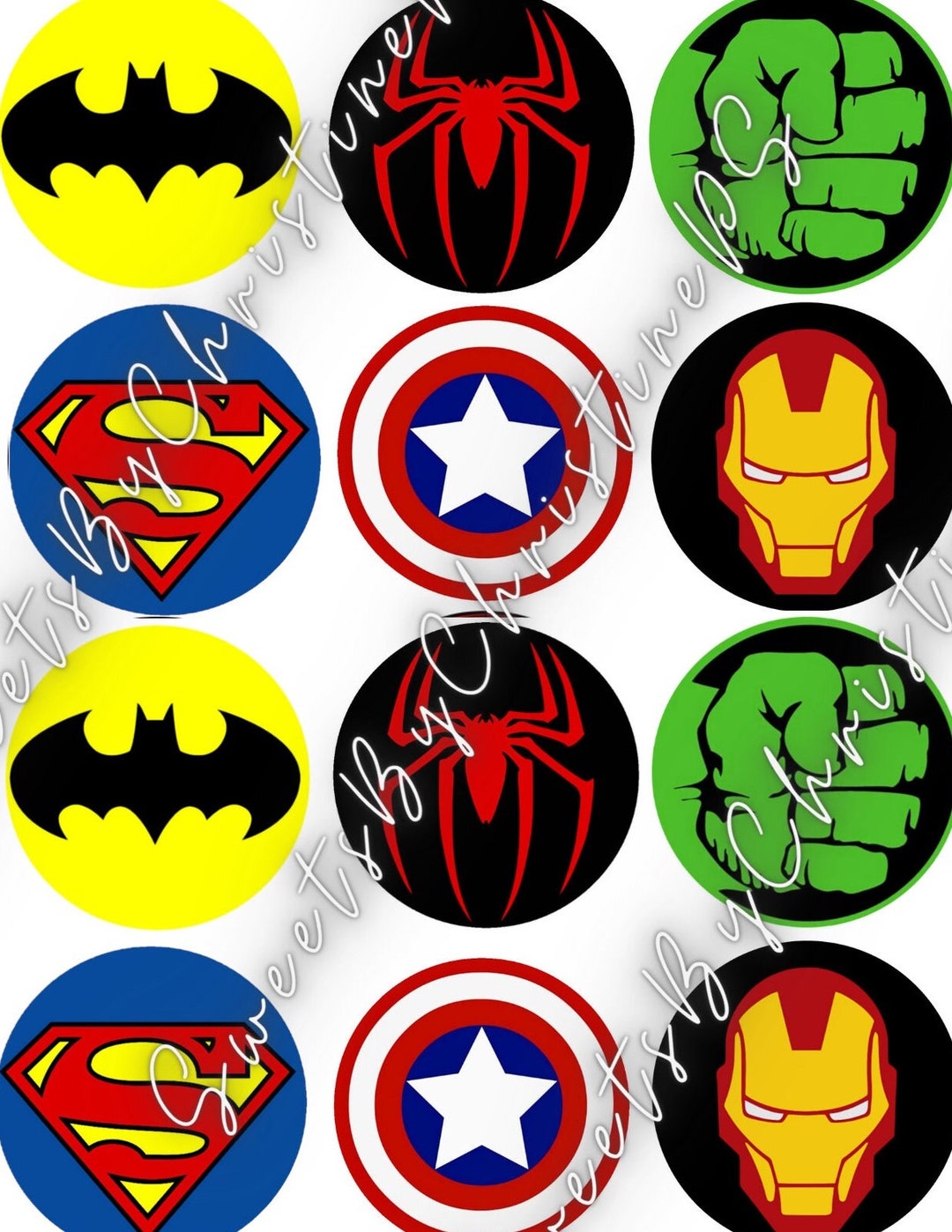 SUPERHERO Cupcake Topper Superhero Edible Image Sheet - Etsy