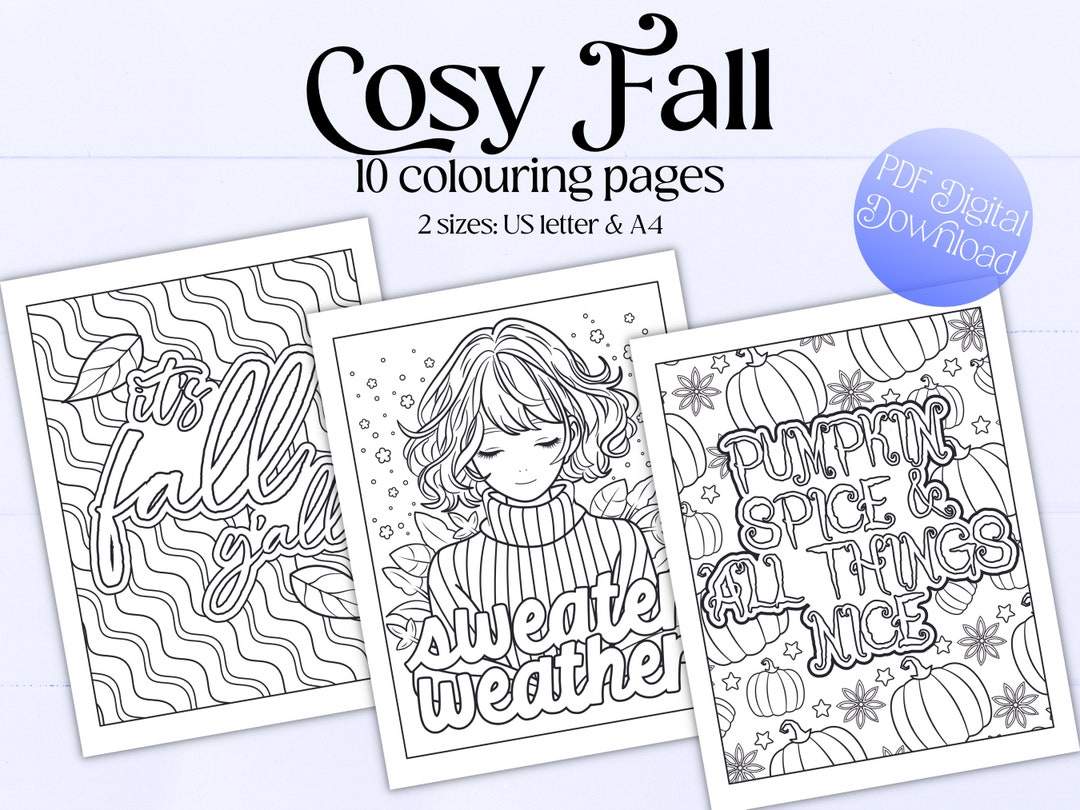 Fall Quotes Colouring Pages Instant Digital Download - Etsy