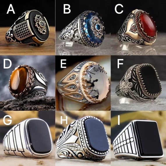 Handmade Turkish Ring for Men Vintage Double Swords Black - Etsy