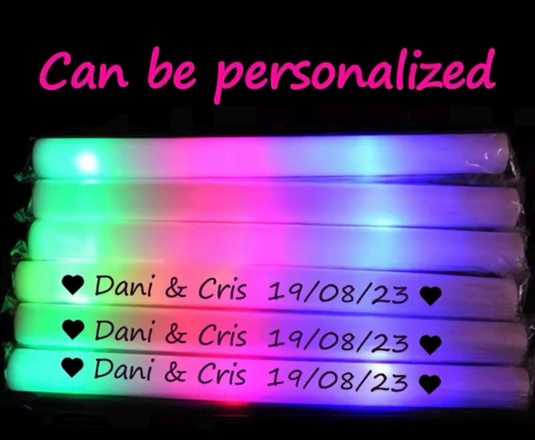 Personalized Wedding Glow Stick Colorful LED Glow Foam Stick Cheer Tude ...