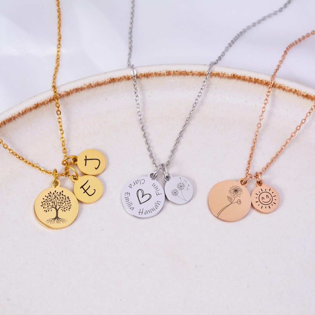 Personalized Necklace With Engraving Plate, Stainless Steel, Name ...