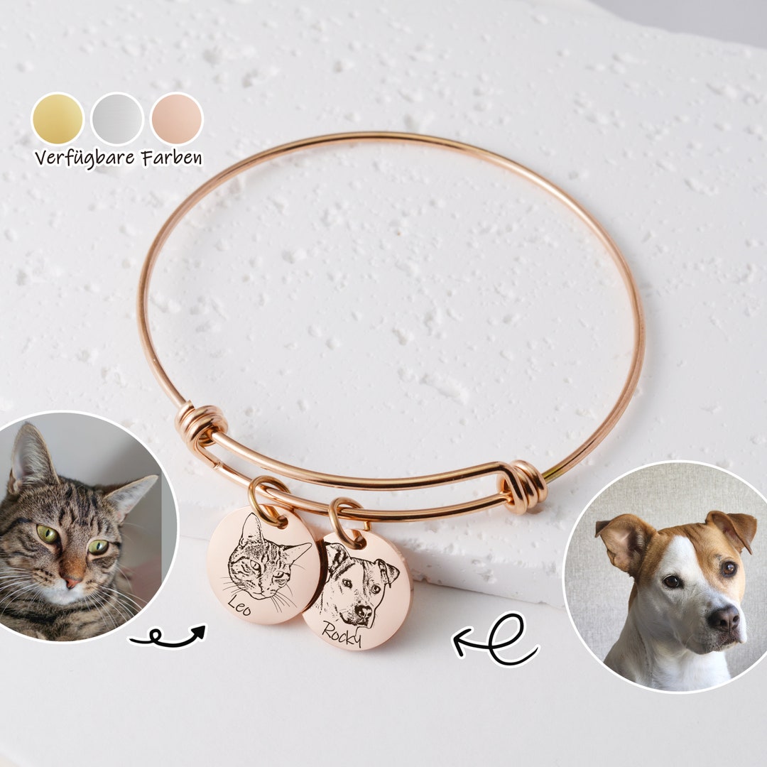 Dog Portrait Bracelet – Engraved Bracelet With Photo, Pet Jewelry ...