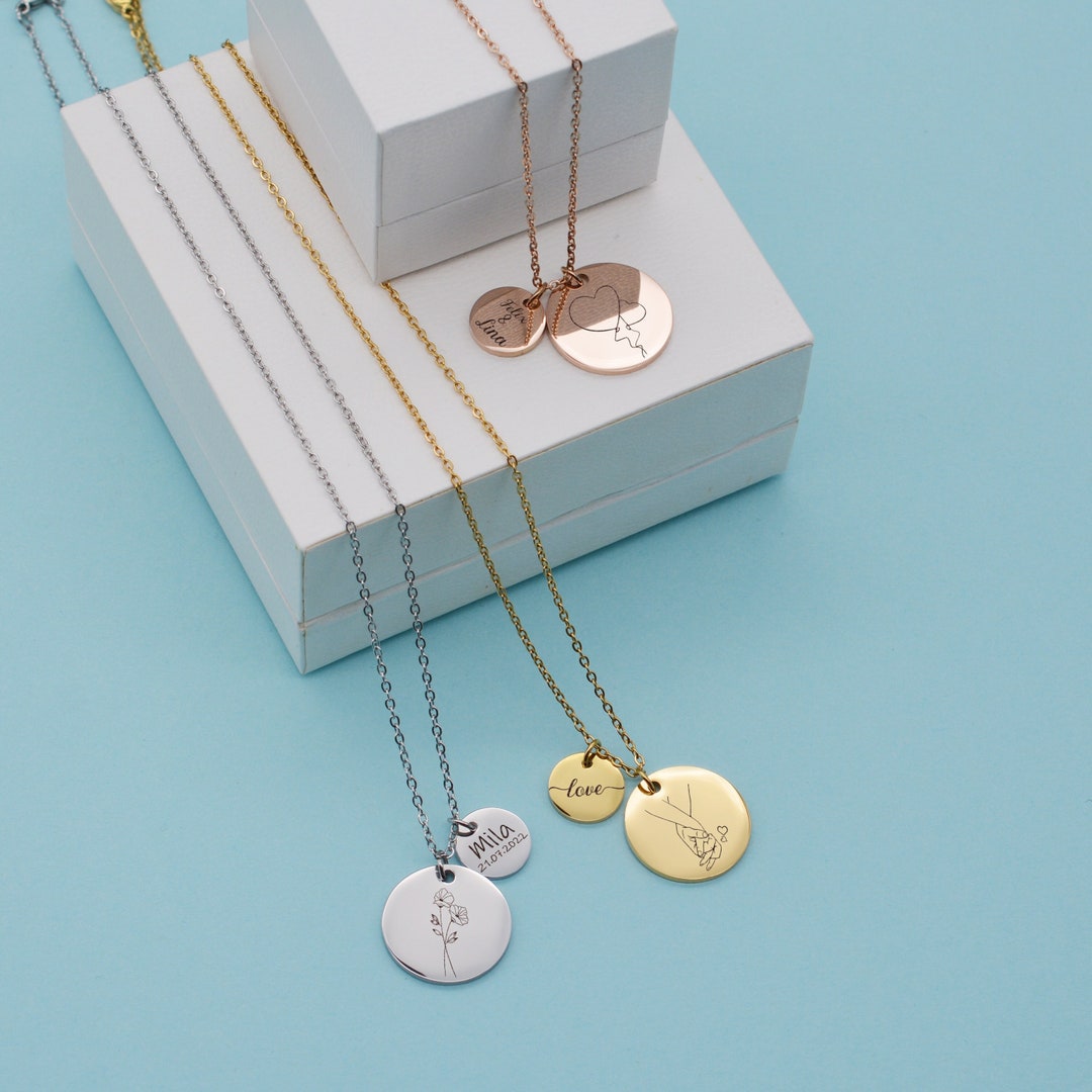 Personalized Engraved Name Necklace Birth Gift Family - Etsy