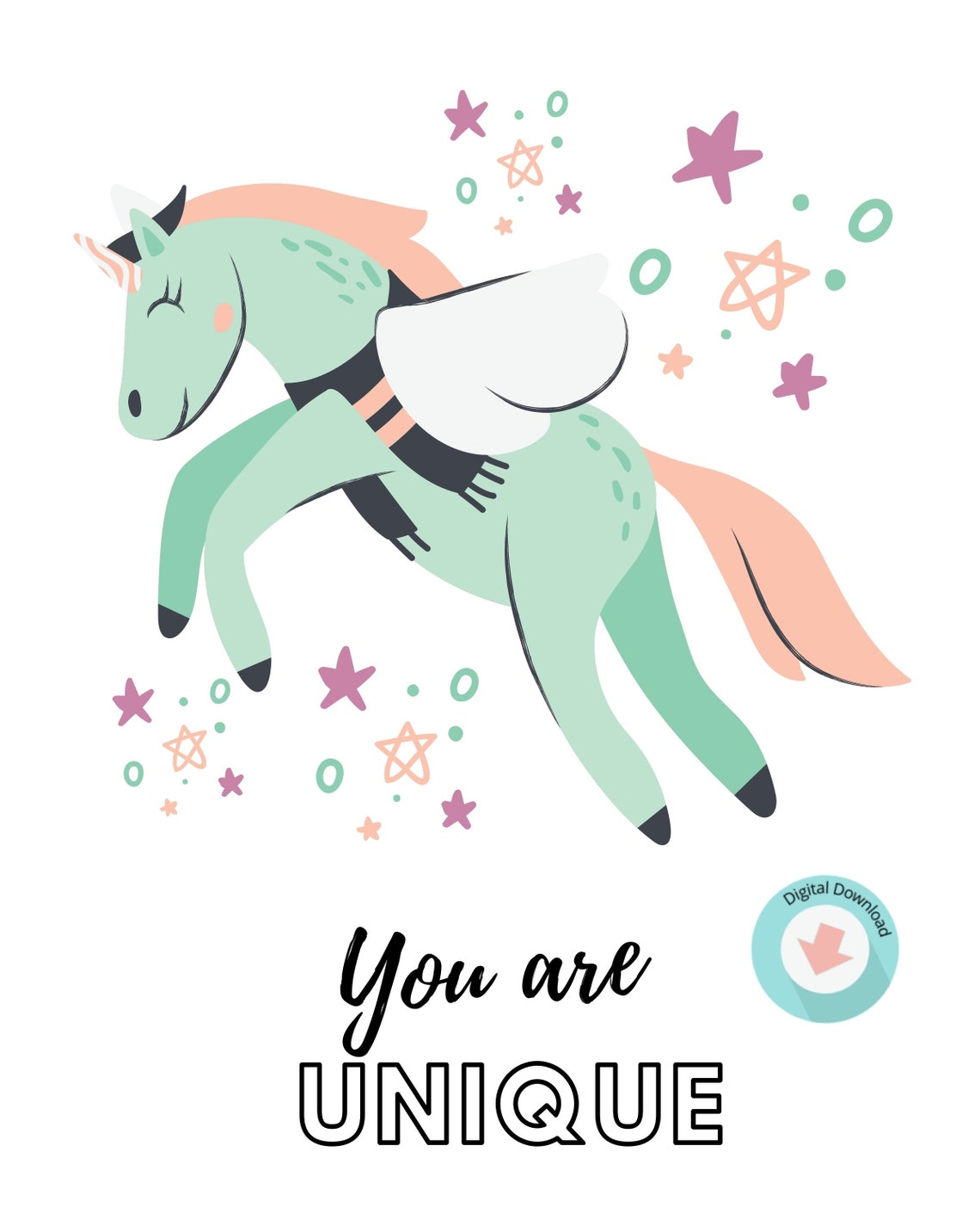 Unicorn you Are Unique Positive Message - Etsy UK