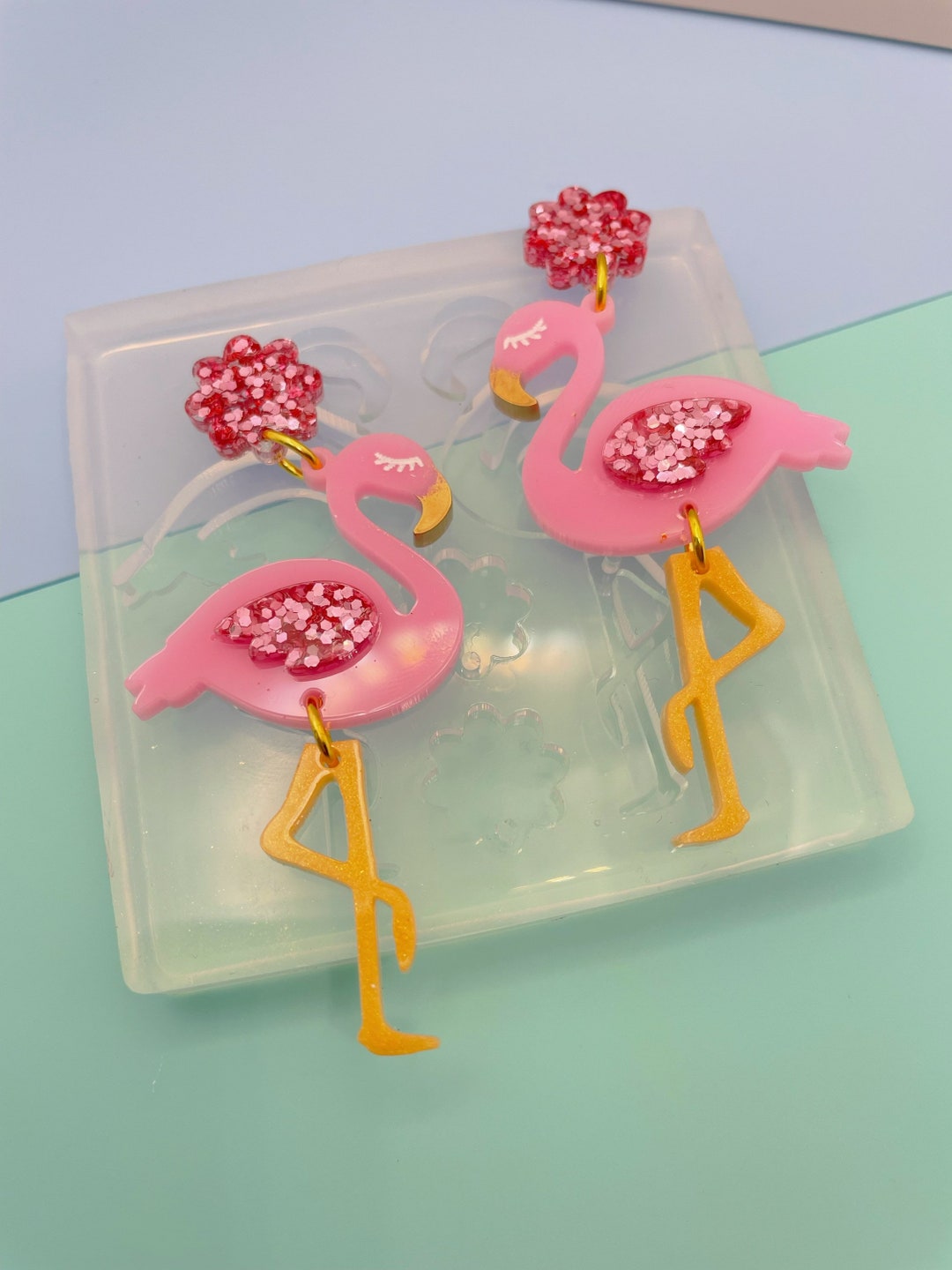 Clear Silicone Mold for Resin 5.5 Cm Layered Flamingo Bird Dangle ...