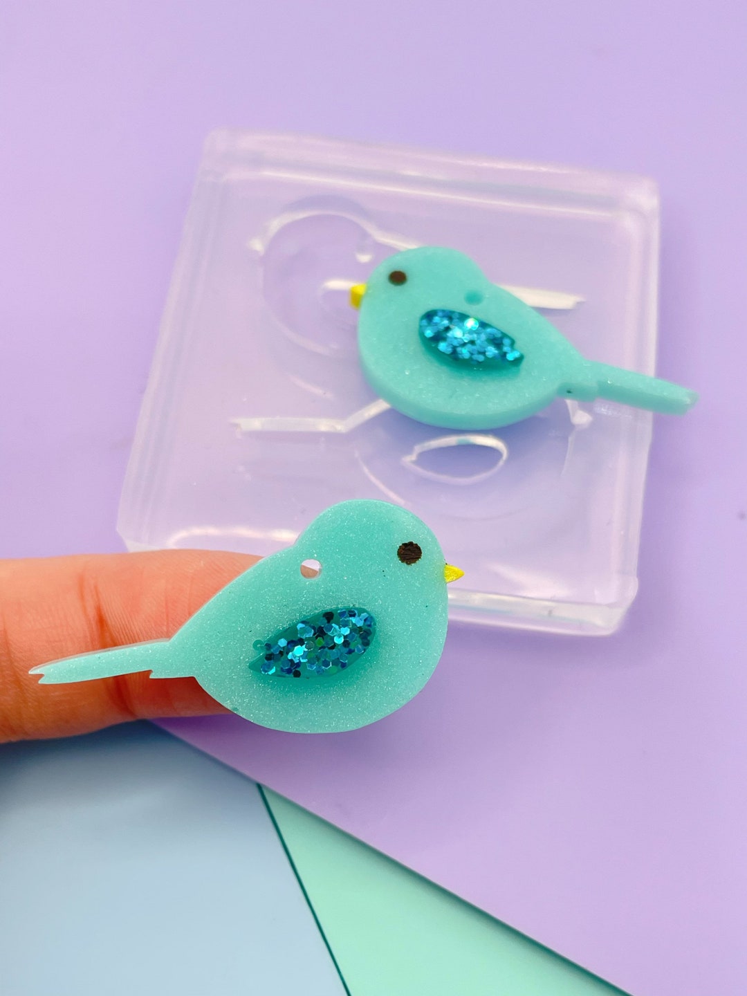 Clear Silicone Mold for Resin Small Cute Layered Fat Robin Bird Dangly ...