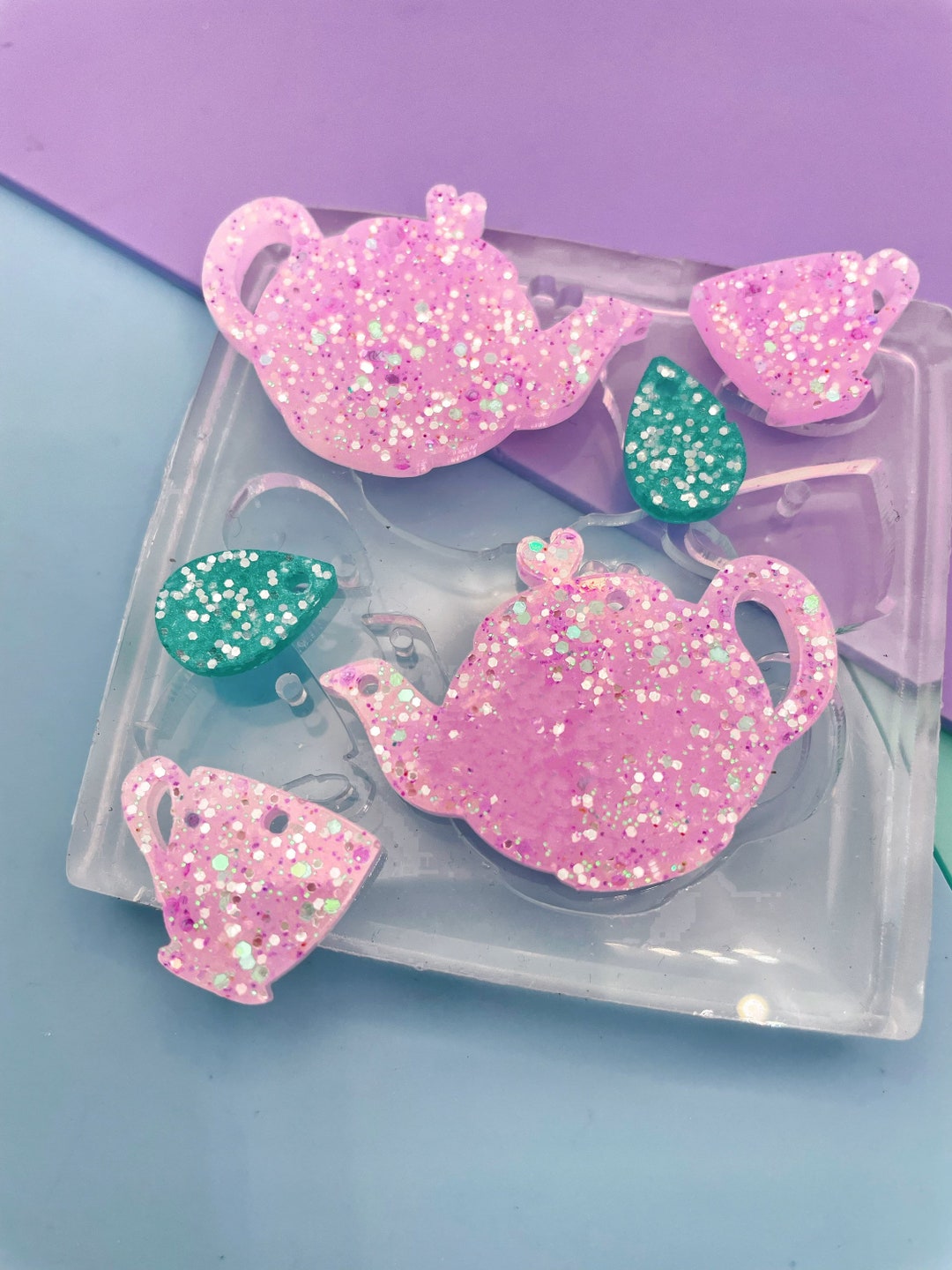 Clear Silicone Mold for Resin Teapot and Teacup Set Dangle Earring Mold ...