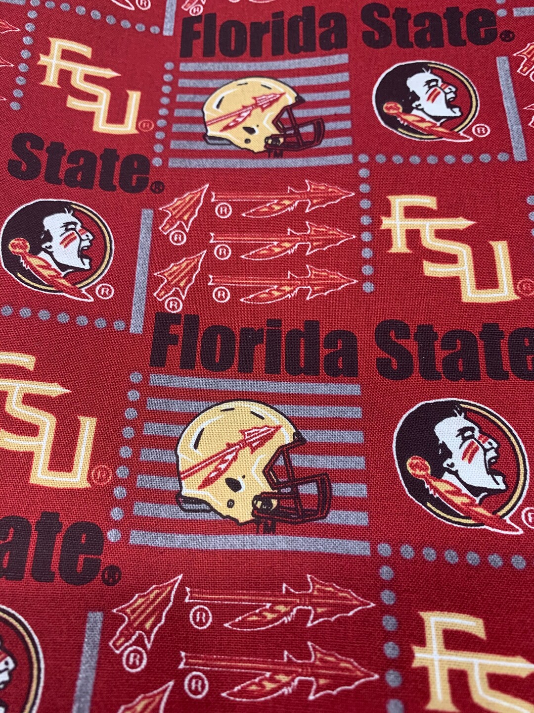 FSU Florida State Seminoles University Cotton Fabric Sold by HALF YARD ...