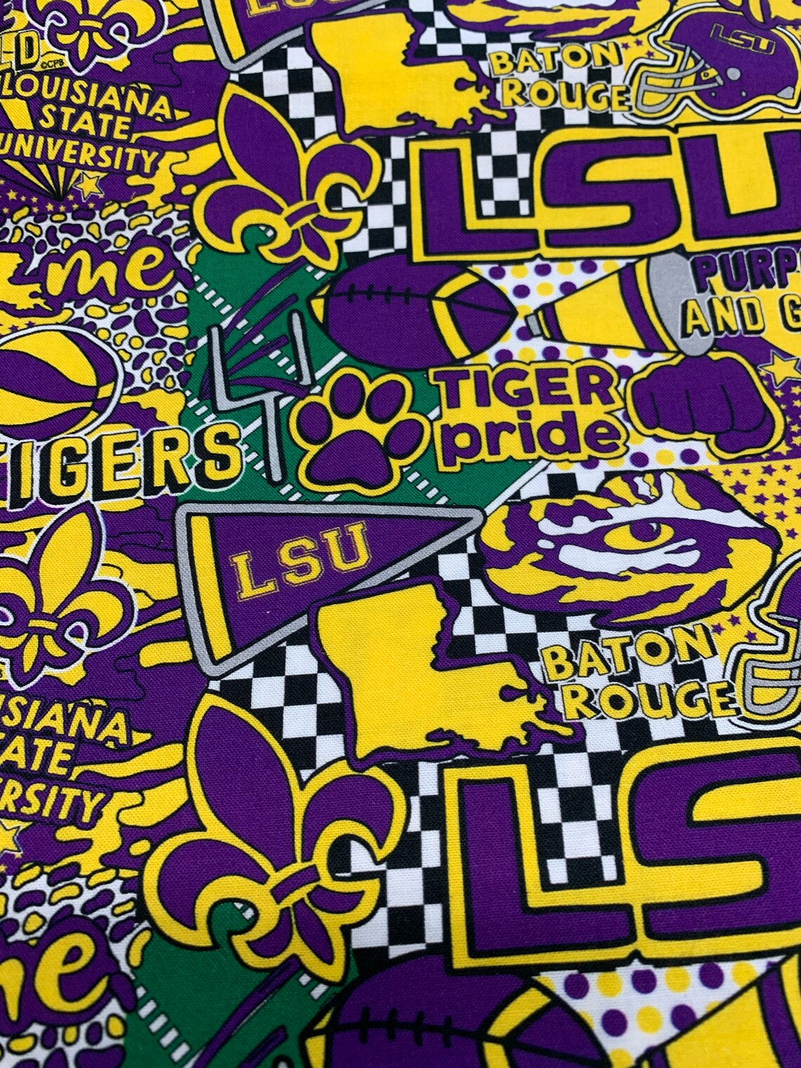 LSU Louisiana University Tigers Cotton Fabric SOLD by Half YARD - Etsy