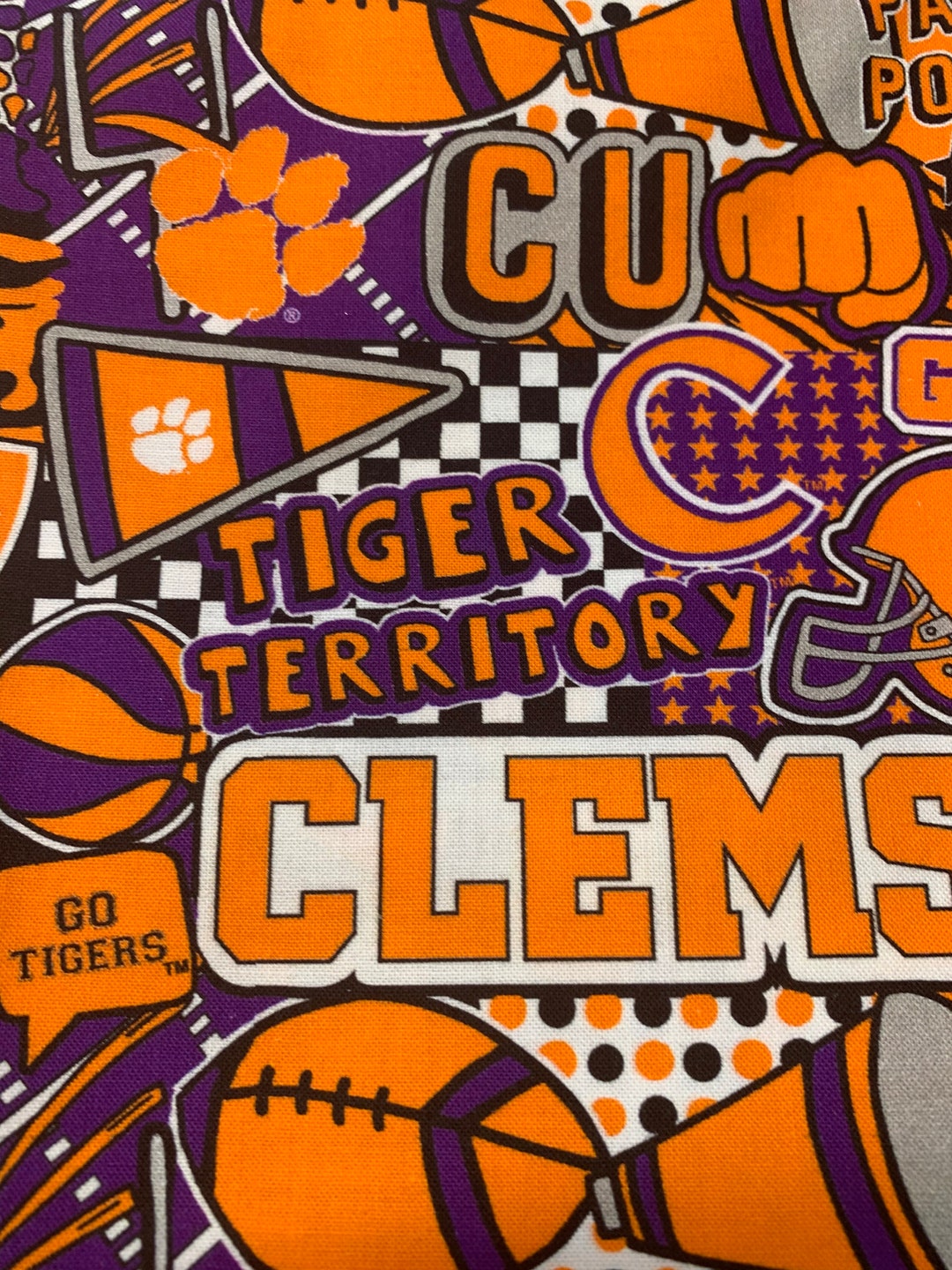 Clemson Tigers University Cotton Fabric by the Yard SOLD by HALF YARD ...